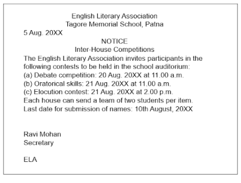Notice Writing for Class 9 English Communicative