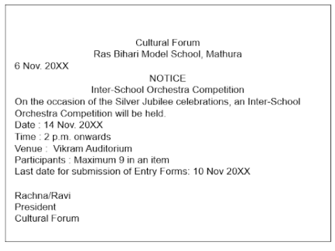 Notice Writing for Class 9 English Communicative