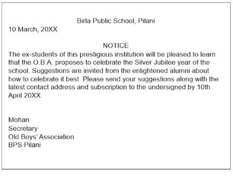 Notice Writing for Class 9 English Communicative