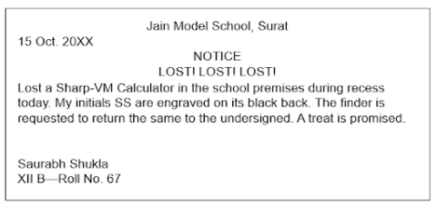 Notice Writing for Class 9 English Communicative