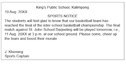 Notice Writing for Class 9 English Communicative