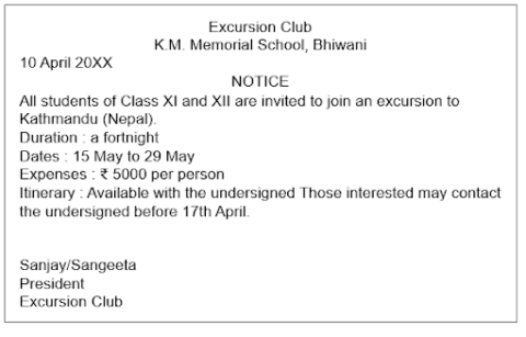 Notice Writing for Class 9 English Communicative