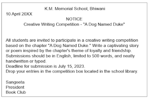 Notice Writing for Class 9 English Communicative