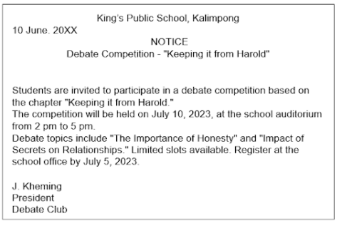 Notice Writing for Class 9 English Communicative