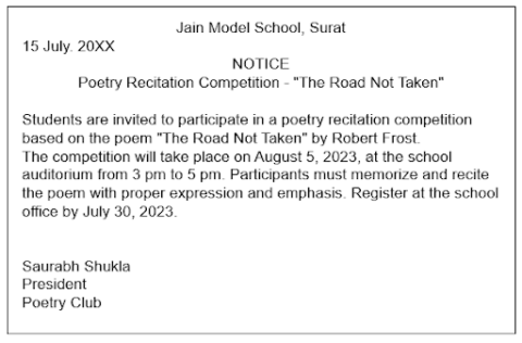 Notice Writing for Class 9 English Communicative