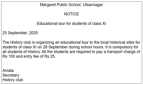 Notice Writing Previous Year Questions Class 12 English (with model ...