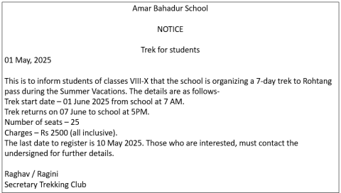 10 Examples of Notice Writing Class 12 | Sample Questions